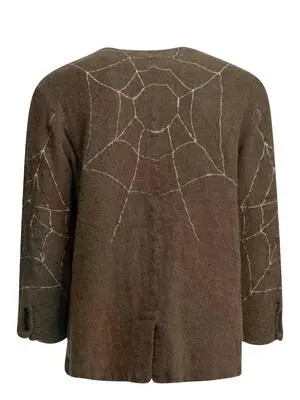 Kapital Embroidered Collarless Jacket - Brown