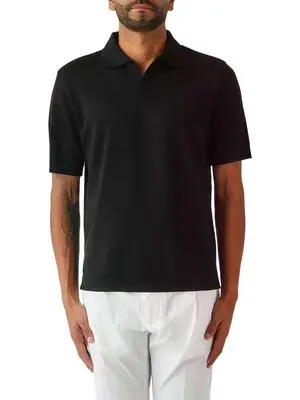Herno Open-collar Jersey Polo Shirt - Black