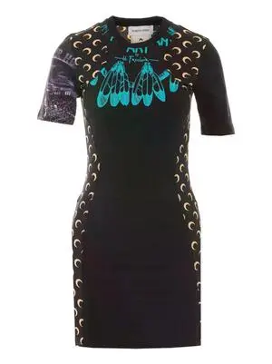 MARINE SERRE Moon-print Panelled Dress - Black