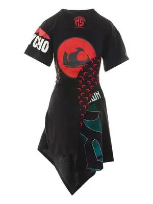 MARINE SERRE Asymmetrical Patchwork Dress - Black