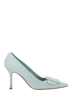 Manolo Blahnik Suede Buckle Detail Pumps - Blue