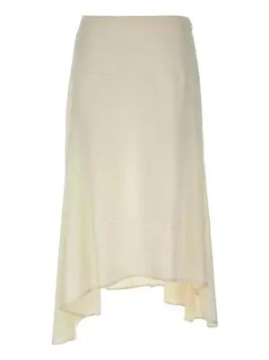 Victoria Beckham Asymmetric Crepe-satin Midi Skirt - Neutrals