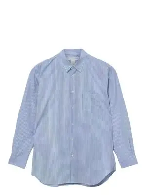 Comme Des Garçons Vertical-stripe Patch-pocket Shirt - Blue