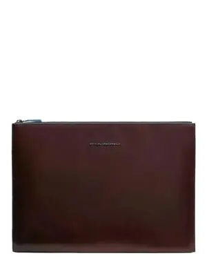 PIQUADRO Piquadro Leather Zip-Top Clutch Bag Red
