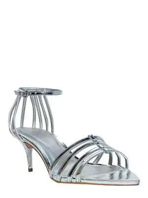 ANDREA CARRANO Metallic-effect Cage-strap Sandals - Silver