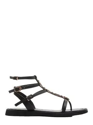 EMANUELLE VEE Soraya Embellished Sandals - Black