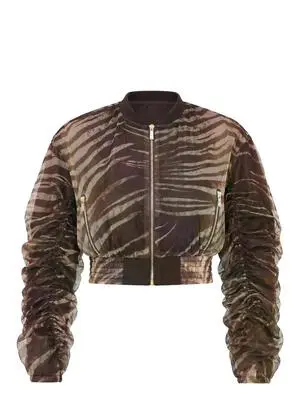 Just Cavalli Zebra Print Zip-up Jacket - Brown