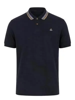 VIVIENNE WESTWOOD Orb-embroidered Polo Shirt - Blue