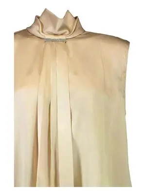 Brunello Cucinelli Monili Embellished Pleated Blouse - Brown