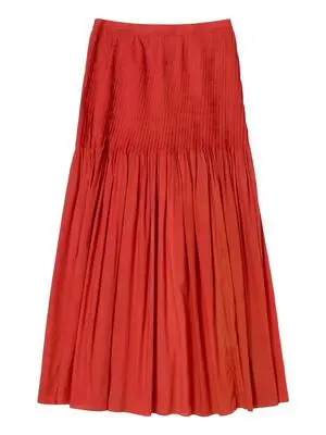 Auralee Pleated Tie Maxi Skirt - Red