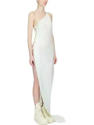 Rick Owens Rick Owens DRKSHDW Taco One-Shoulder Side-Tie Maxi Dress Neutrals