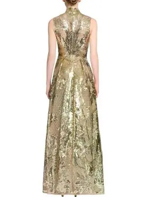 Elie Saab Embellished Maxi Dress - Gold