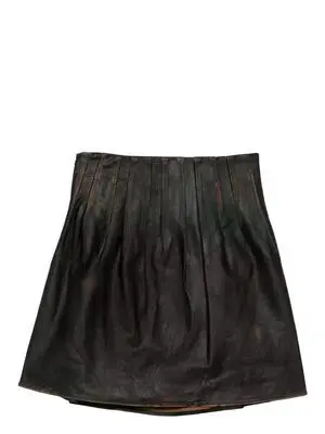 SHUSHU/TONG Cedar Leather Mini Skirt - Brown