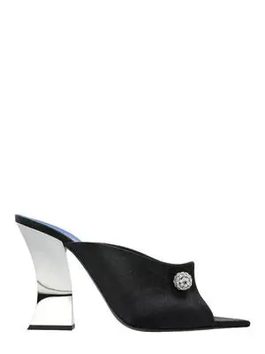 LANVIN Crystal-embellished Satin Mules - Black