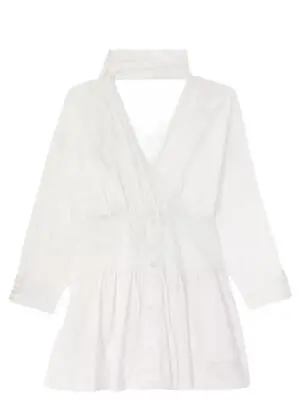 GANNI Lace-trim Wrap-style Mini Dress - White