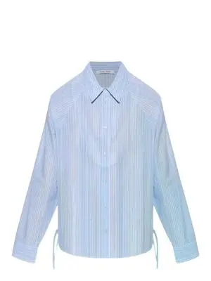 SAMSOE SAMSOE Sarita Striped Drawstring-hem Shirt - Blue