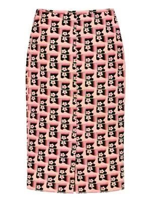 Prada Jacquard Cloqué Floral Pencil Skirt - Pink