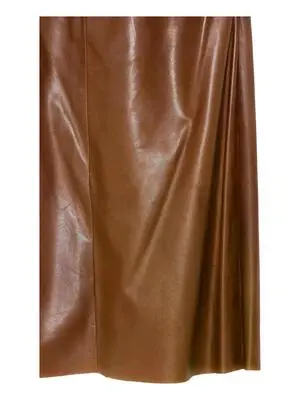Prada A-line Leather Midi Skirt - Brown