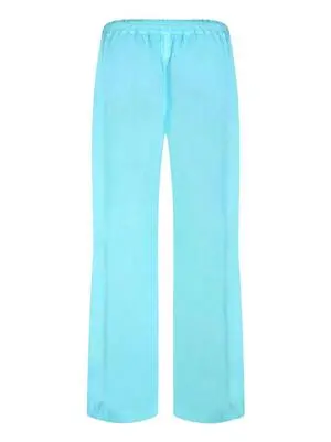 120% Lino Ladder-stitch Trousers - Blue
