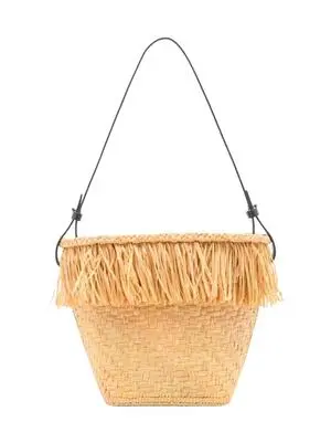 Proenza Schouler Woven Bucket Bag With Fringe Trim - Neutrals