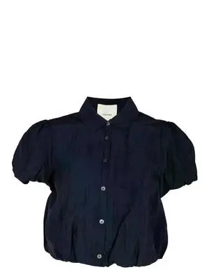 Cinq À Sept Allinae Puff-sleeve Button-down Shirt - Blue