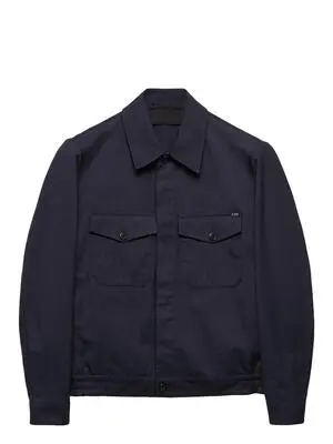 Prada Technical Fabric Collared Jacket - Blue
