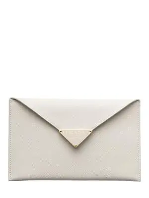 Prada Saffiano Leather Envelope Clutch - Neutral