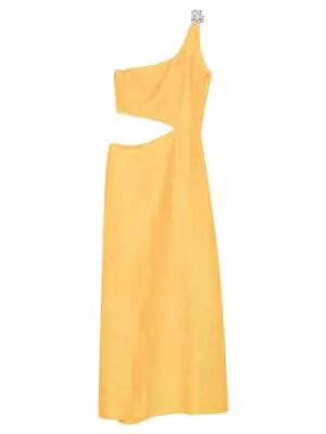 MAJE Maje One-Shoulder Midi Dress With Crystal Embellishment