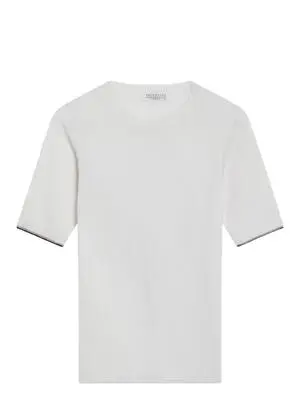 Brunello Cucinelli Ribbed Knit Short Sleeve Sweater - Neutrals