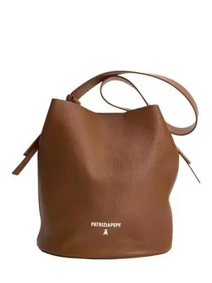 Patrizia Pepe Pebbled Leather Shoulder Bag - Brown