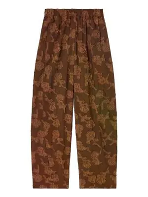 GANNI Fil-coupé Floral-pattern Trousers - Brown