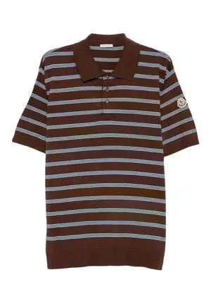 Moncler Striped Short-sleeve Polo Shirt - Brown