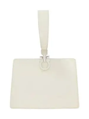 FERRAGAMO Mini Clutch In Brushed Leather - White