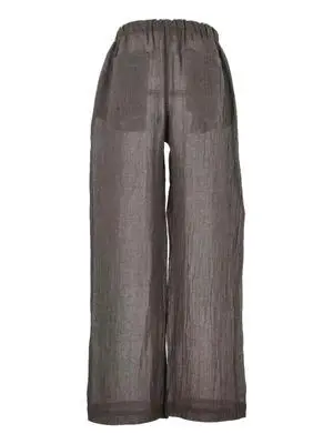 120% Lino Gauze High-waisted Wide-leg Trousers - Grey