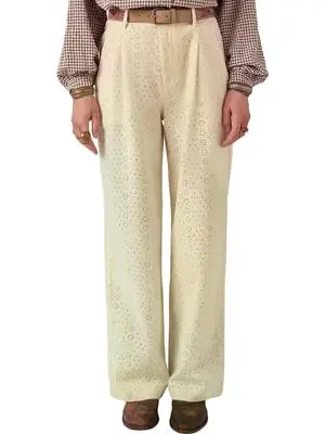 MAISON HOTEL Embroidered Straight-leg Trousers - Neutrals