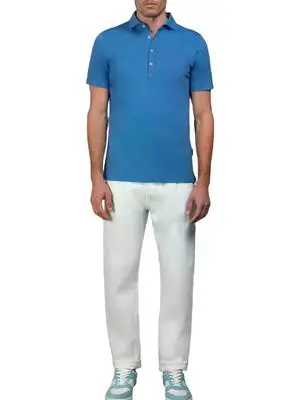 MOORER Tarno-sio Cotton Polo Shirt - Blue