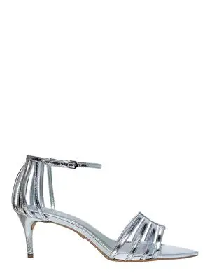 ANDREA CARRANO Metallic Effect Cage Strap Sandals - Silver