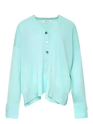 ENFOLD Fine-knit V-neck Cardigan - Blue
