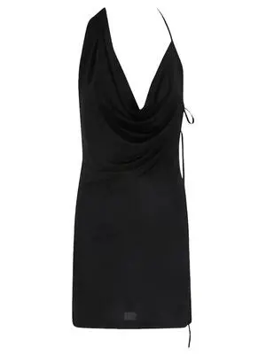 AMAZUIN Ravi Draped Cowl-neck Mini Dress - Black