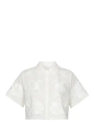 Simkhai Cropped Shirt With Floral Appliqu - White