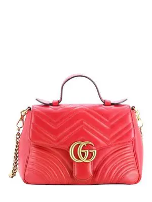 Gucci Matelasse Leather Small Satchel Bag - Red