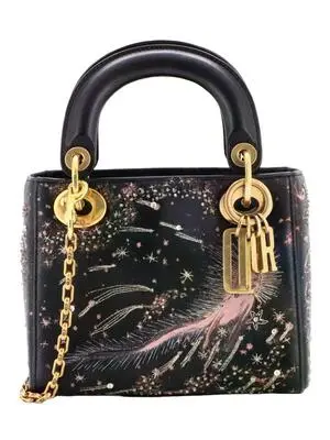 Dior Lady Chain Bag Embroidered Calfskin Mini Satchel - Black