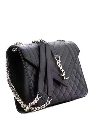 Saint Laurent Classic Monogram Envelope Satchel Shoulder Bag - Black
