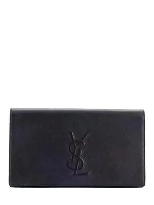 Saint Laurent Saint Laurent Belle De Jour Leather Clutch Bag Blue