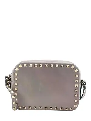 Valentino Garavani Rockstud Leather Camera Crossbody Bag - Grey