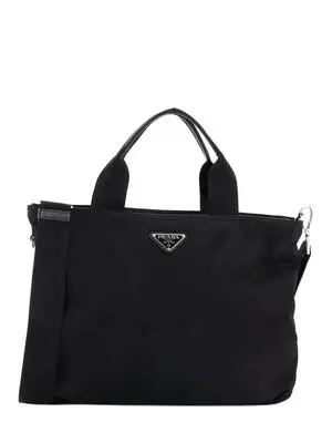 Prada Vela Convertible Tessuto Small Tote Bag - Black