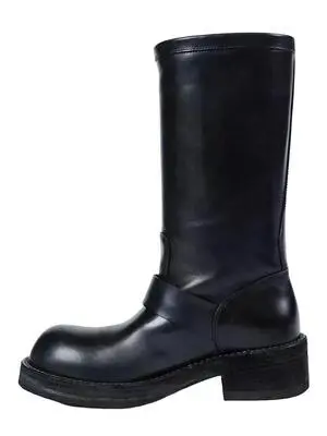 ANN DEMEULEMEESTER Sarith Engineer Buckle-detail Leather Biker Boots - Black