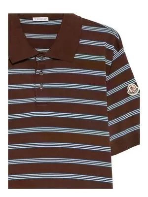 Moncler Striped Short-sleeve Polo Shirt - Brown