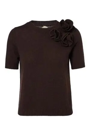 Jardin Des Orangers Floral Appliqué Wool And Cashmere Sweater - Brown