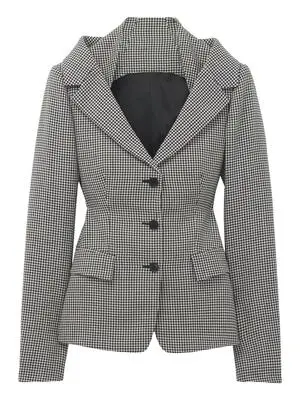 Alexander McQueen Gingham Check Off-the-shoulder Harness Jacket - Black/ivory